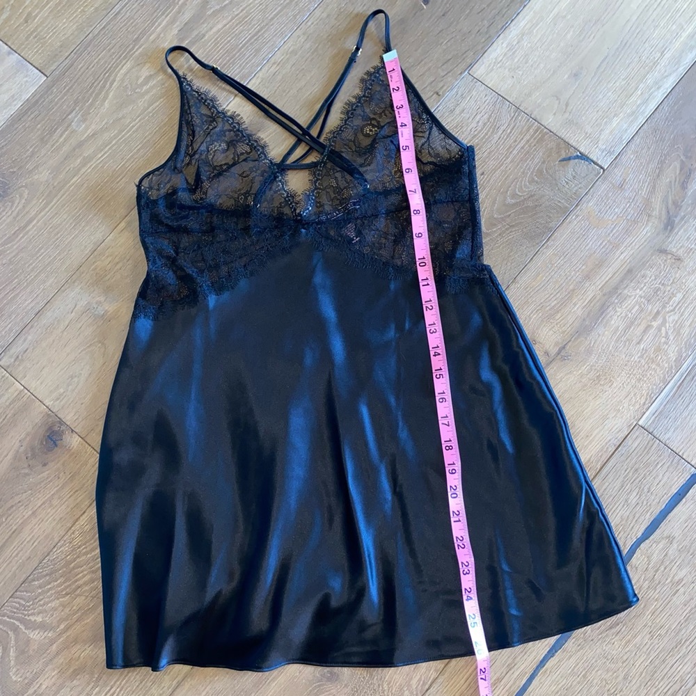 Vs Sheer Eyelash Lace Satin Slip Nighty - Gem